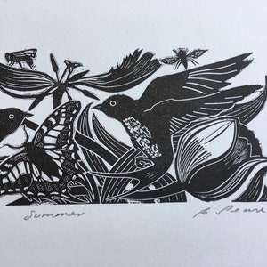 Linocut Print of Summer - Etsy