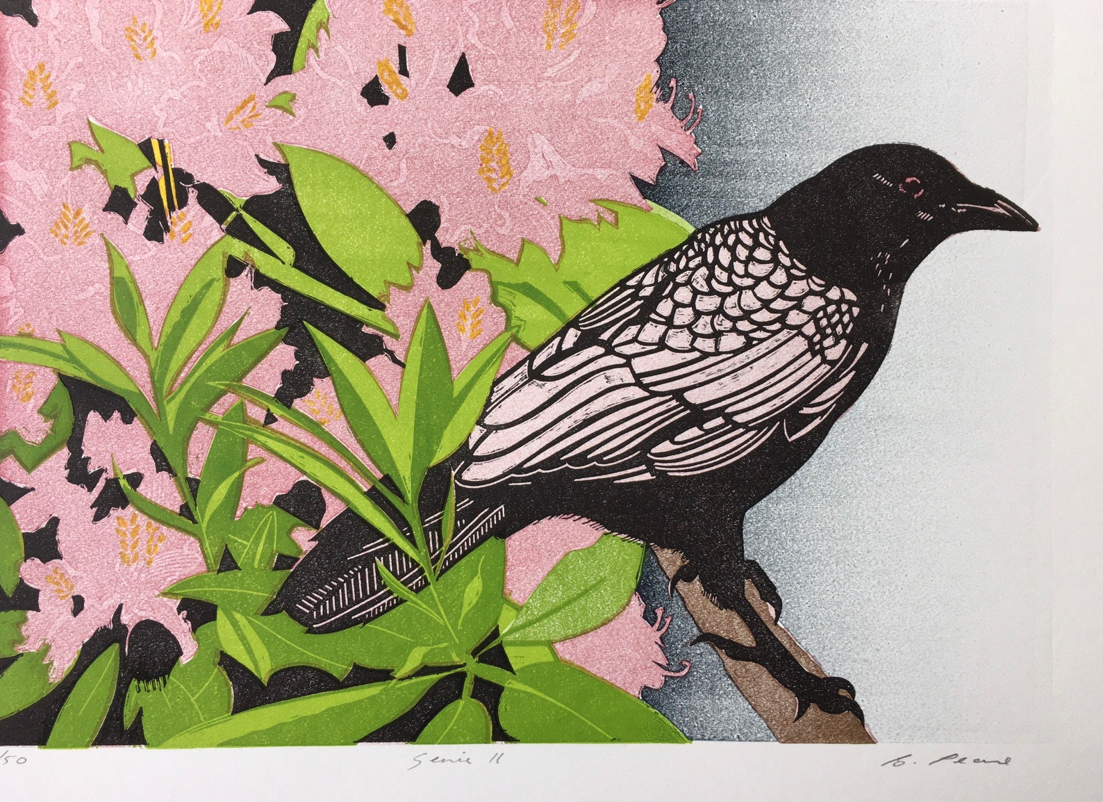 Linocut of a Crow | Etsy