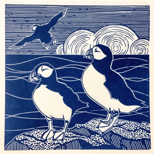 Linocut Print of Orca Whales - Etsy