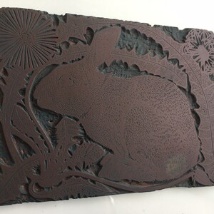 Linocut of a Rabbit With a Dandelion - Etsy