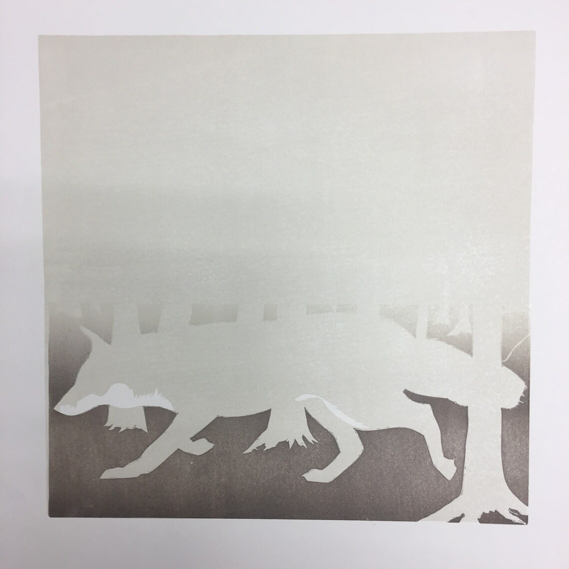 Linocut of A Fox - Etsy