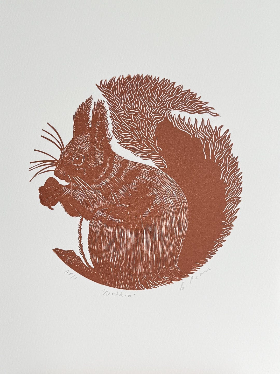 Hand Pulled Limited Edition Linocut Print of a Squirrel - Etsy