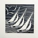 Linocut Print of Sailing Boats - Etsy