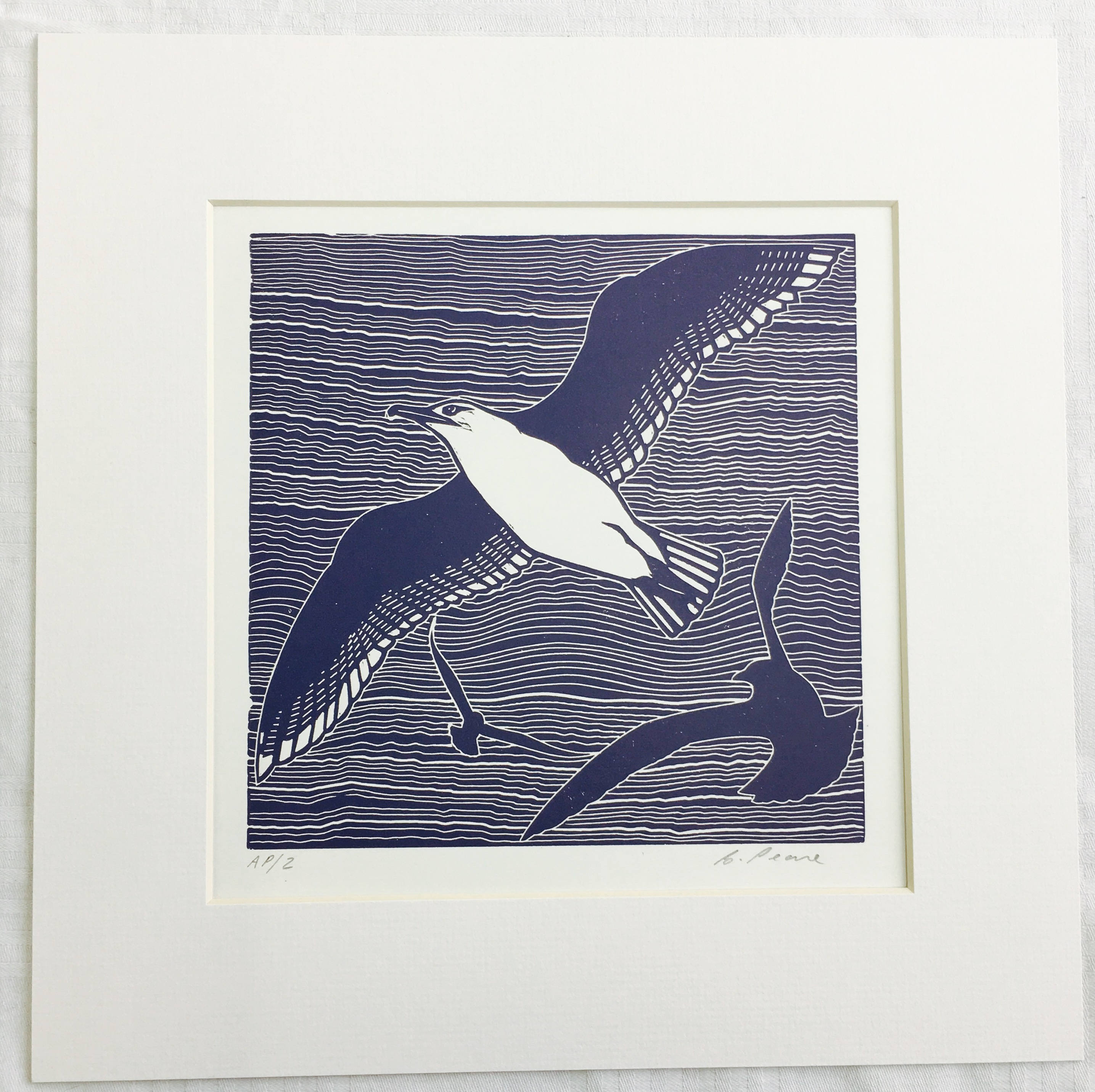 Linocut Print of Flying Seagulls - Etsy