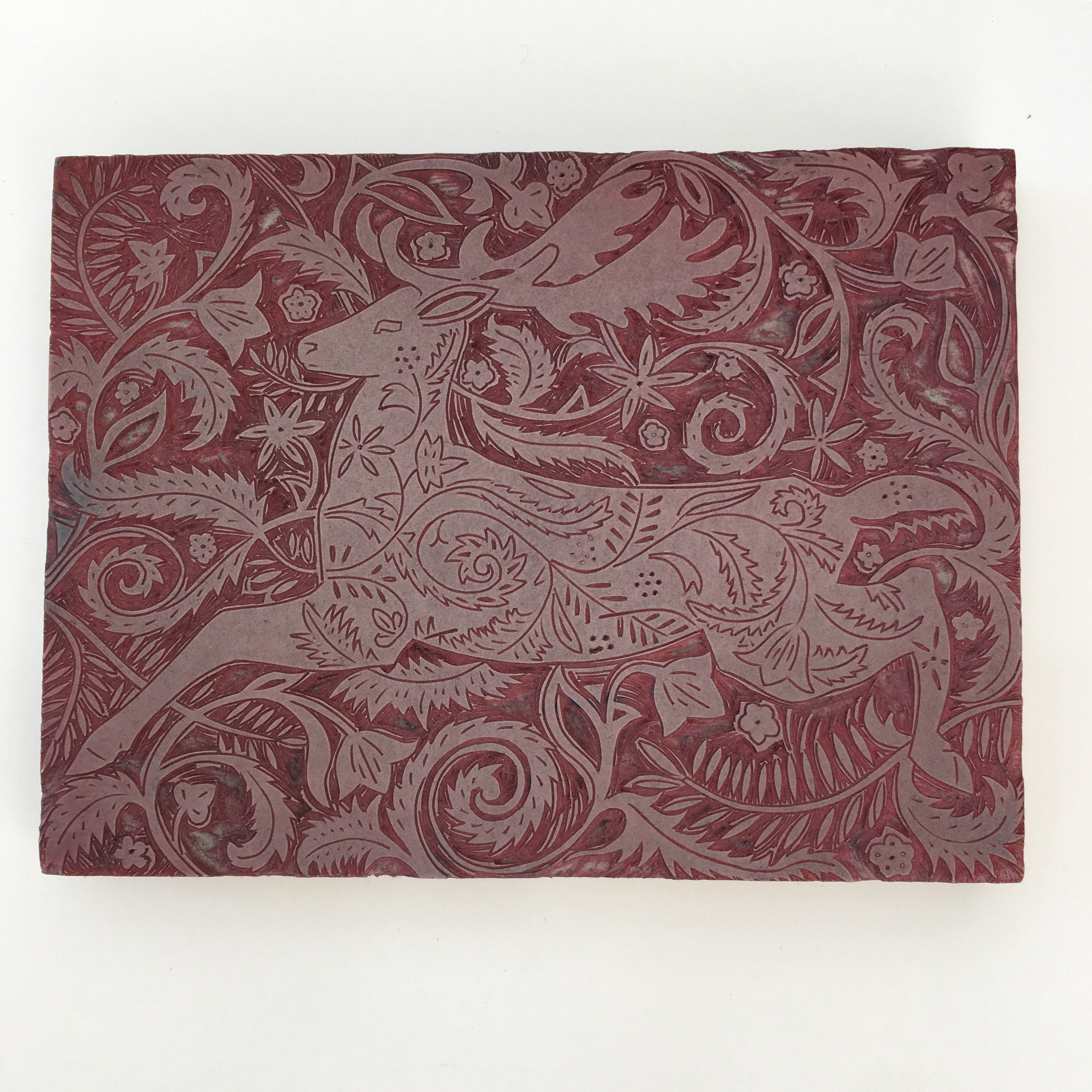 Linocut Print of a Jumping Stag - Etsy