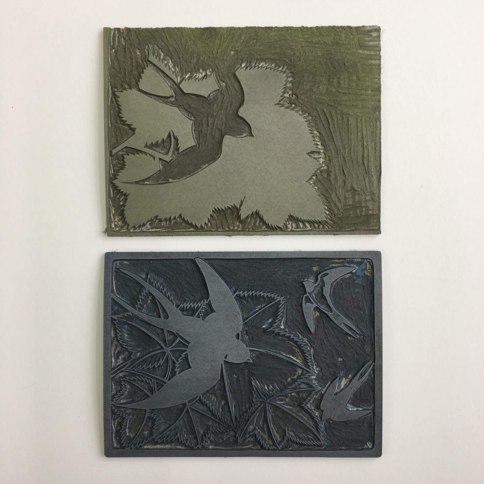 Linocut Print of Flying Swallows - Etsy
