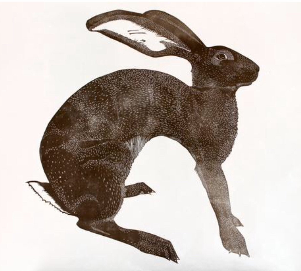 Large Linocut Print of a Hare - Etsy Australia