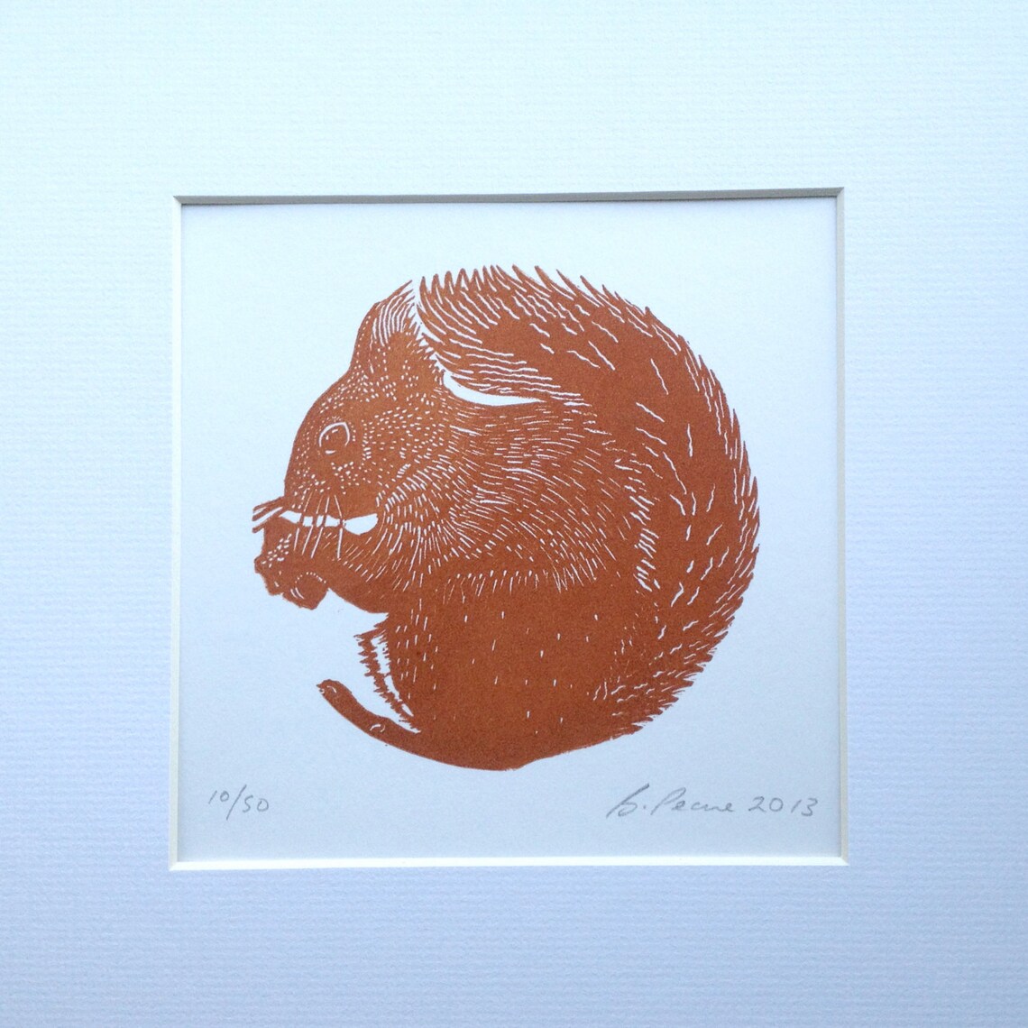 Hand Pulled Limited Edition Linocut Print of a Squirrel | Etsy