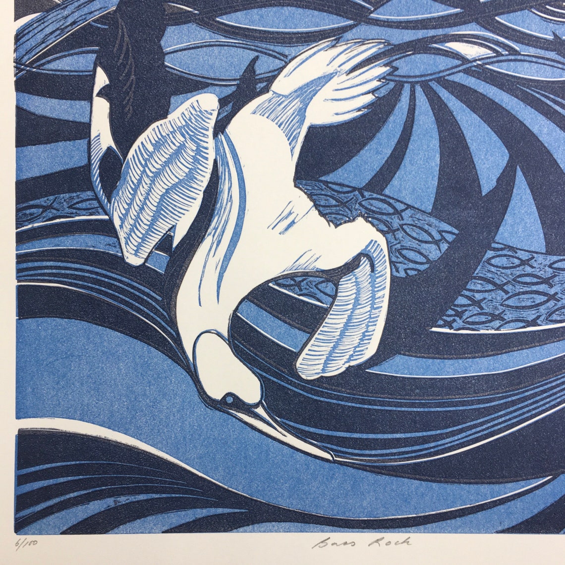 Linocut of the Bass Rock - Etsy