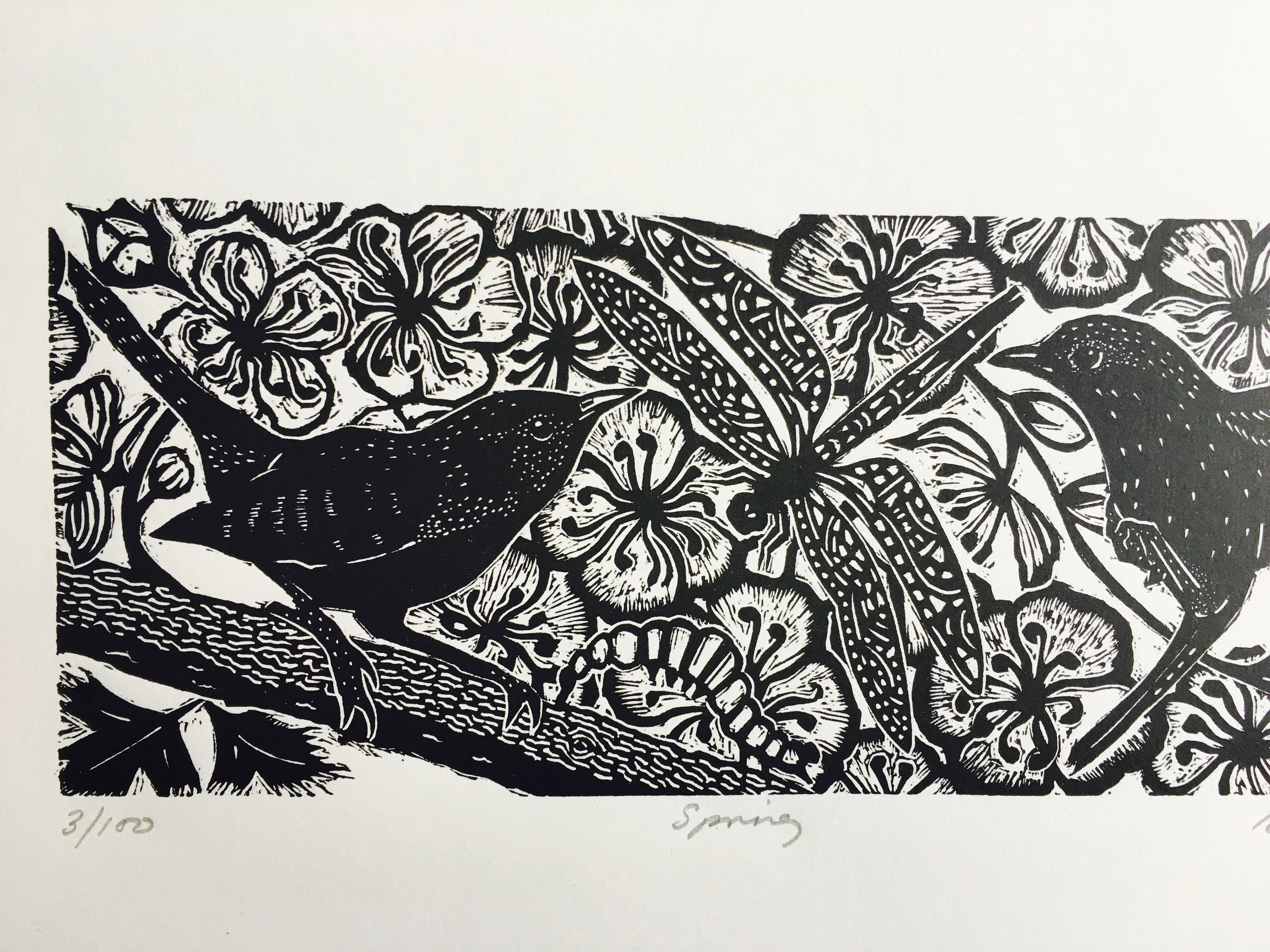 Linocut Print of Spring - Etsy
