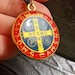 Red and Blue Exorcism Talisman Enameled Golden Saint Benedict Medallion ...