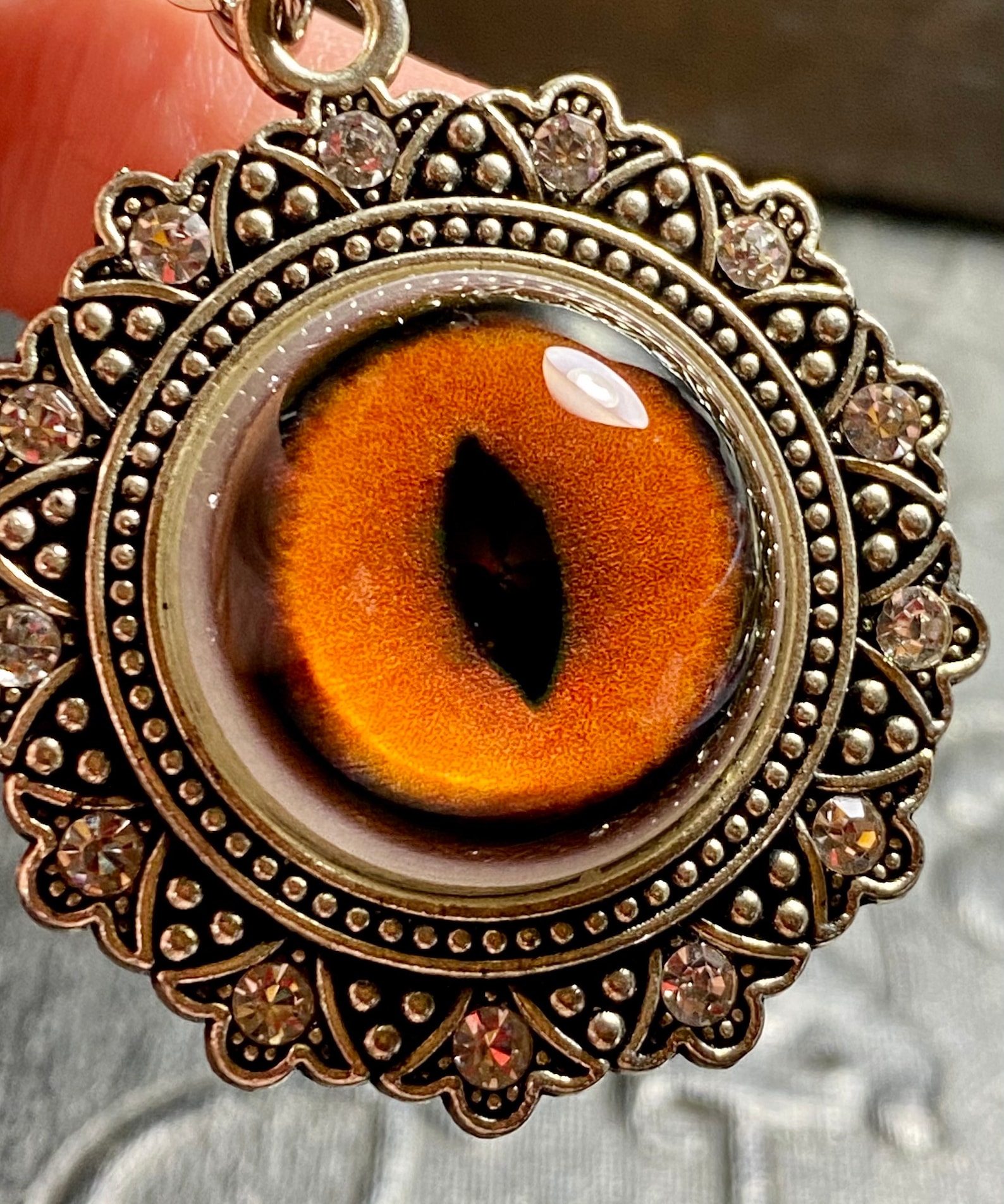 Red Fox Eye Taxidermy Acrylic Slit Eye Necklace Taxidermist | Etsy