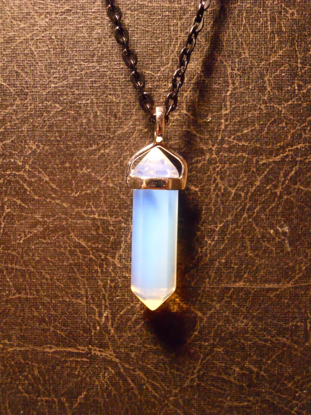 Opalite Glass Double Terminated Milky White Rainbow Crystal Wand ...