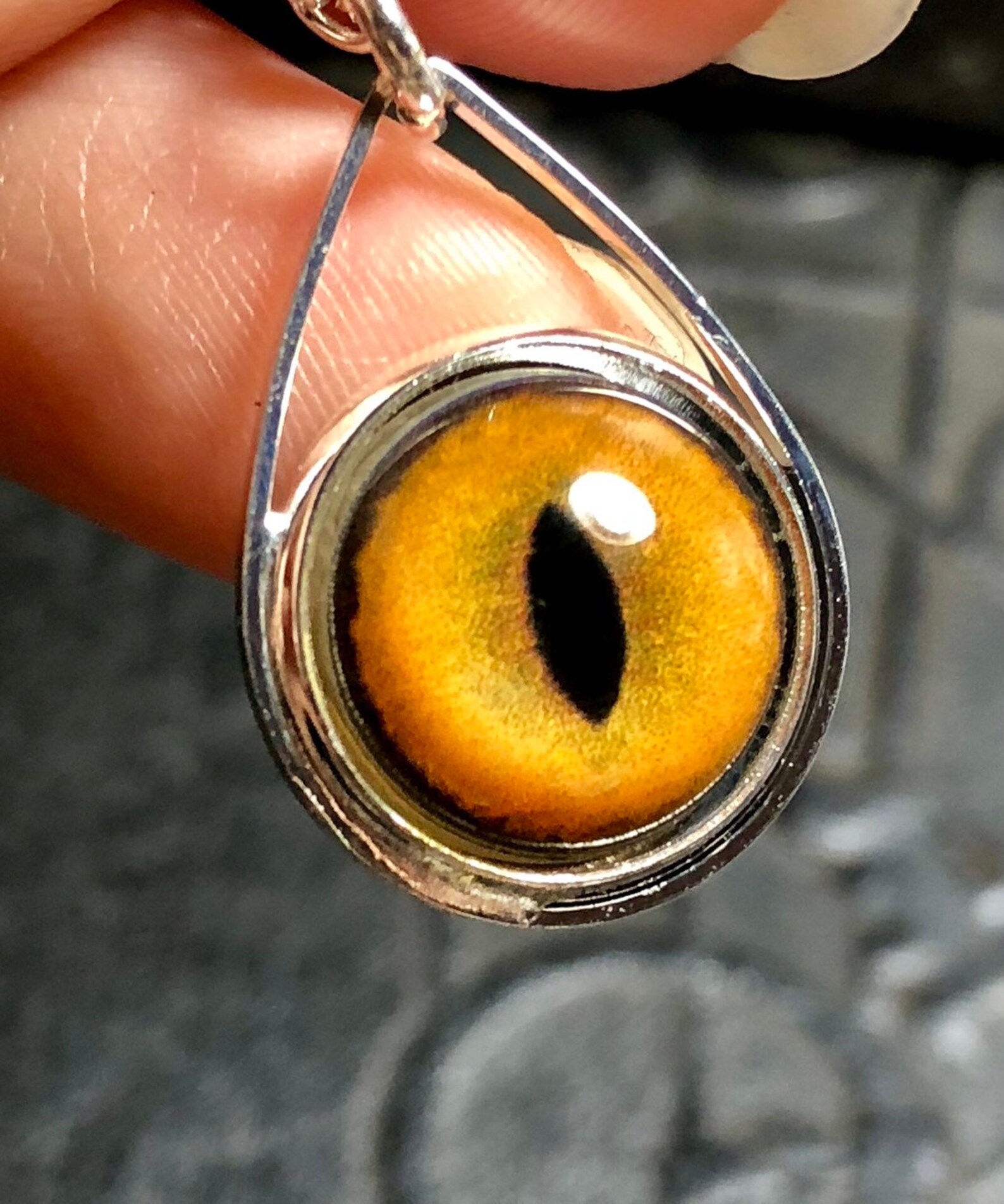 Tiny Teardrop Bobcat Cats Eye Taxidermy Acrylic Eye Necklace ...