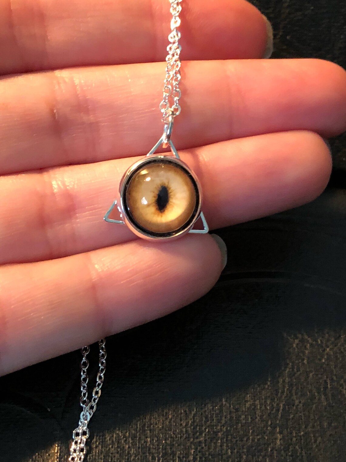Tiny Bobcat Cats Eye Triangle Taxidermy Acrylic Eye Necklace ...
