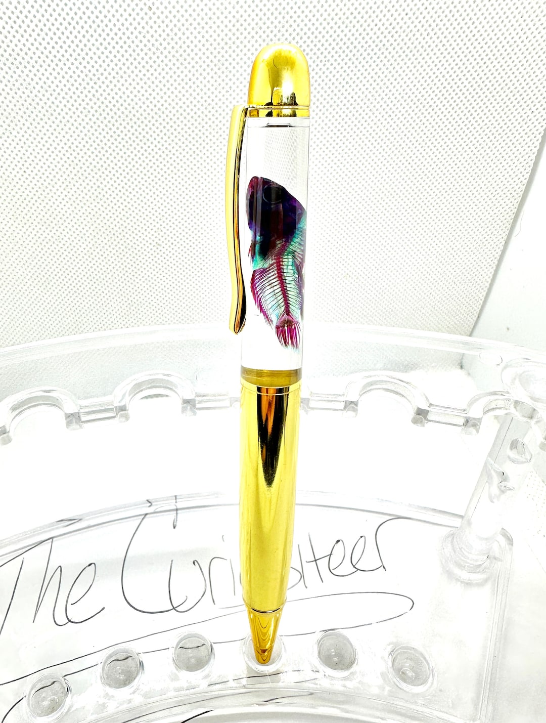 Real Specimen Ink Pen Diaphonized Baby Blue Fish Visible Skeleton ...