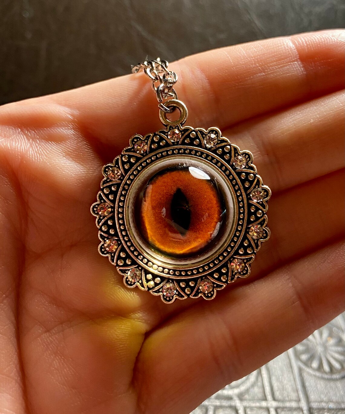 Red Fox Eye Taxidermy Acrylic Slit Eye Necklace Taxidermist Whites Big ...