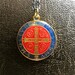 Blue and Red Exorcism Talisman Enameled Golden Saint Benedict Medallion ...