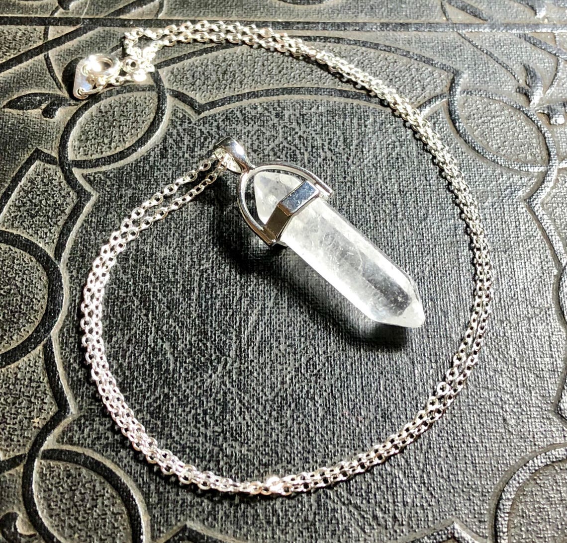 Real Clear White Quartz Double Terminated Crystal Point Cut Wand Gem ...