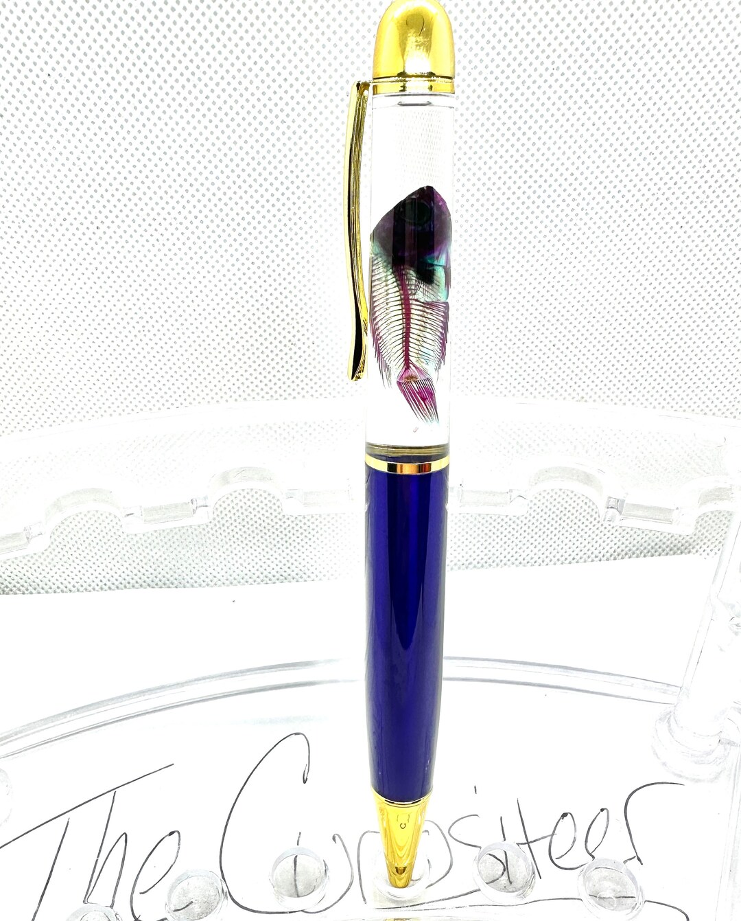 Real Specimen Ink Pen Diaphonized Royal Blue Fish Visible Skeleton ...