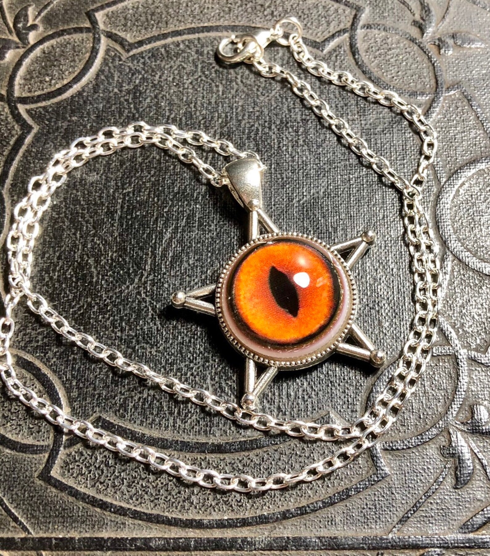 Red Fox Eye Taxidermy Acrylic Slit Eye Necklace Taxidermist Whites Big ...
