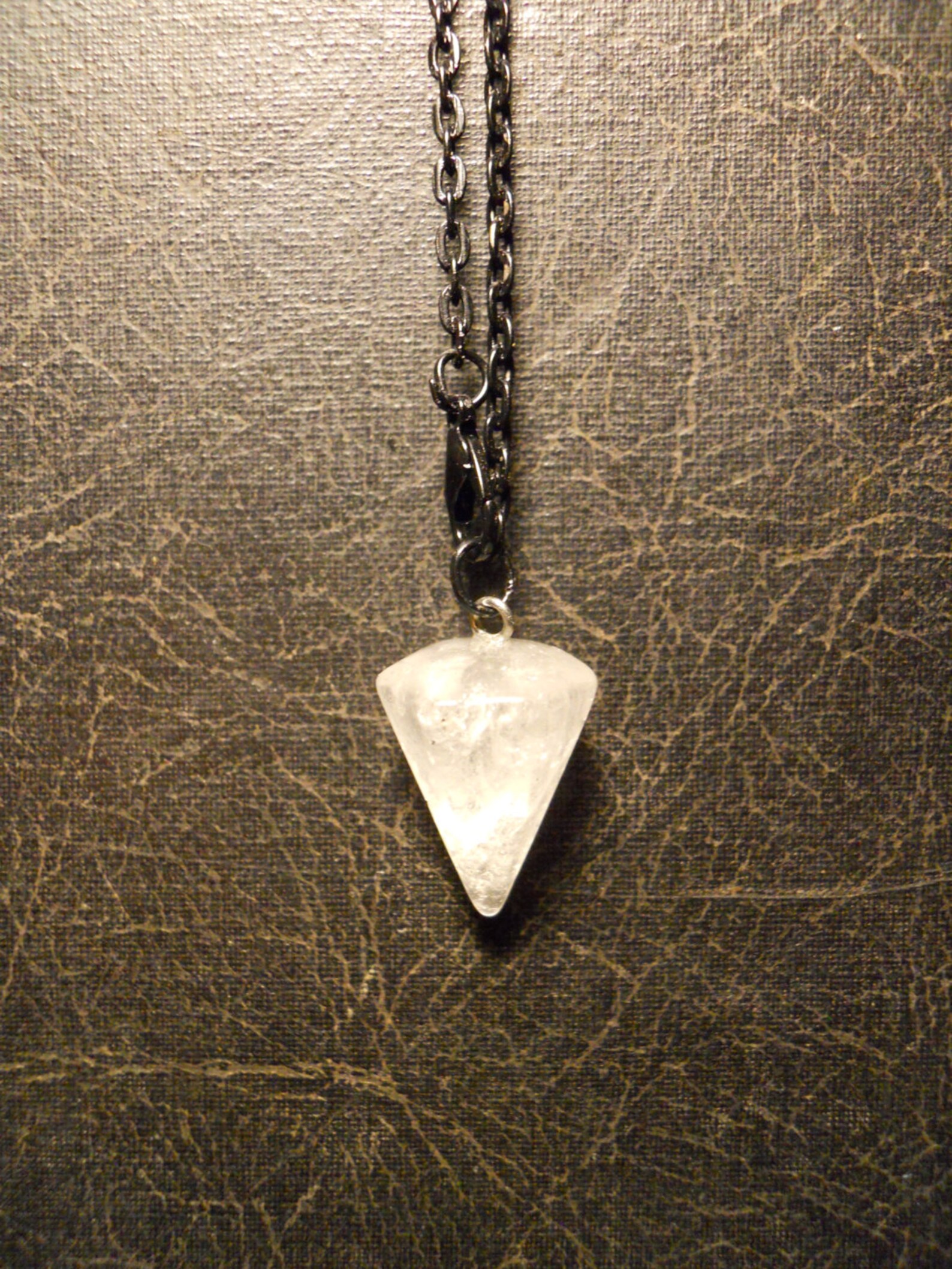 Clear Quartz Point Divination Dowsing Pendulum Black Necklace Fortune ...
