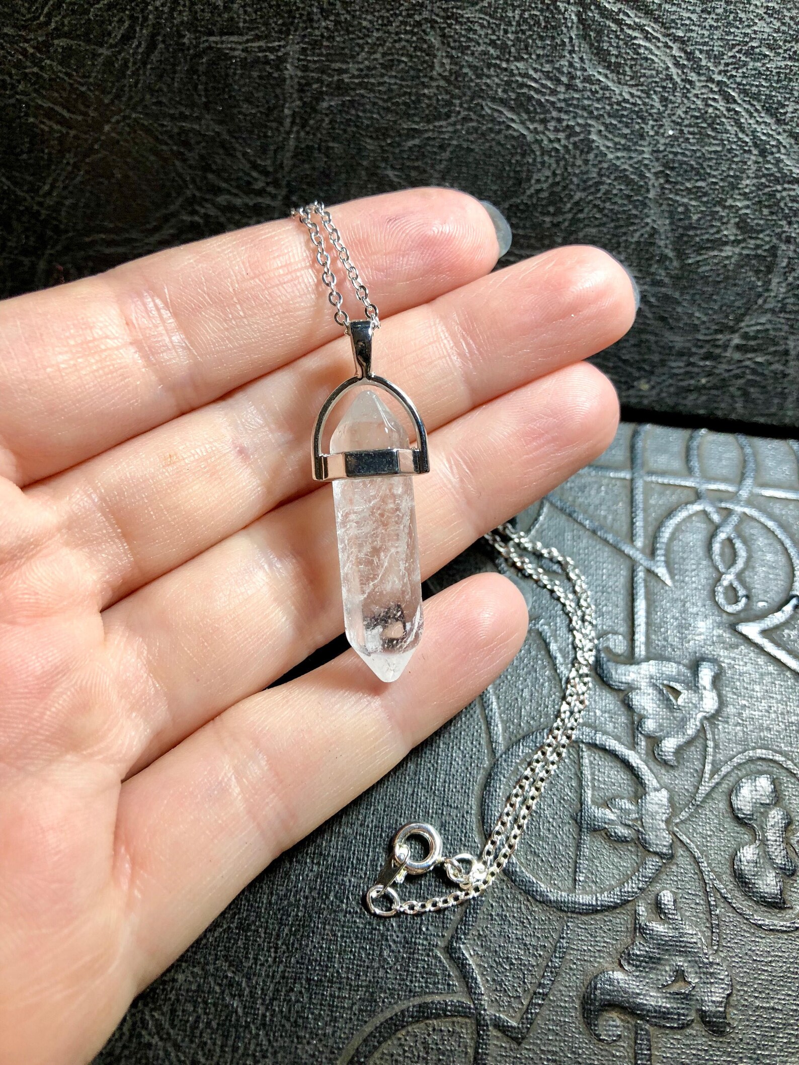 Real Clear White Quartz Double Terminated Crystal Point Cut Wand Gem ...