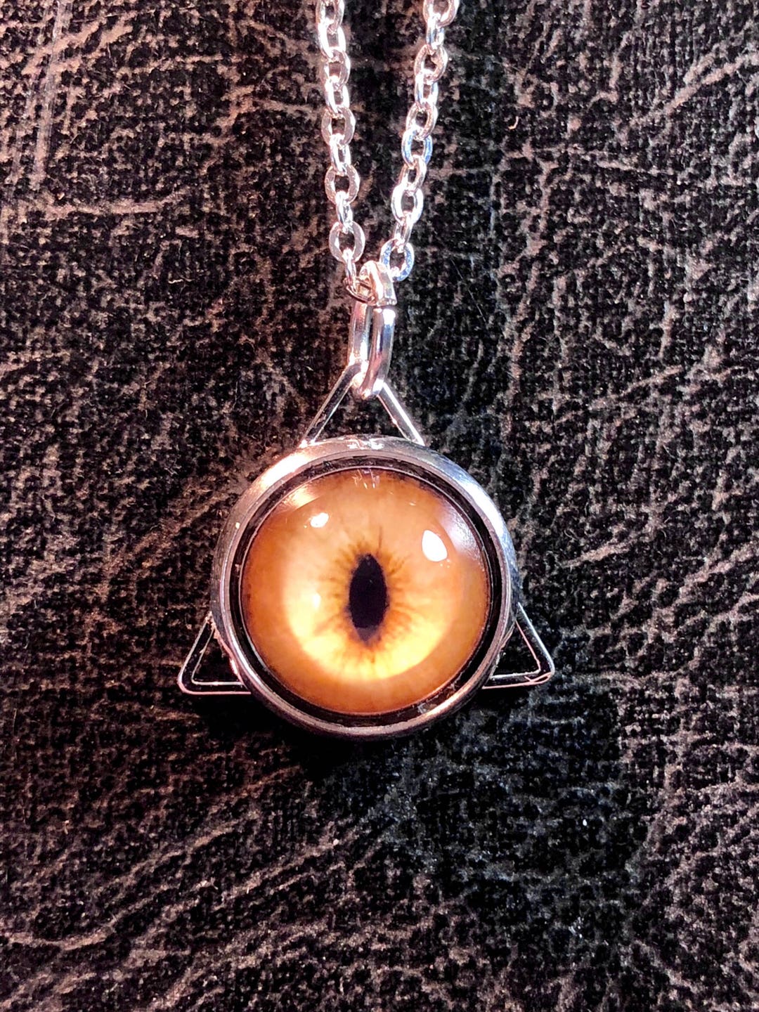Tiny Bobcat Cats Eye Triangle Taxidermy Acrylic Eye Necklace ...