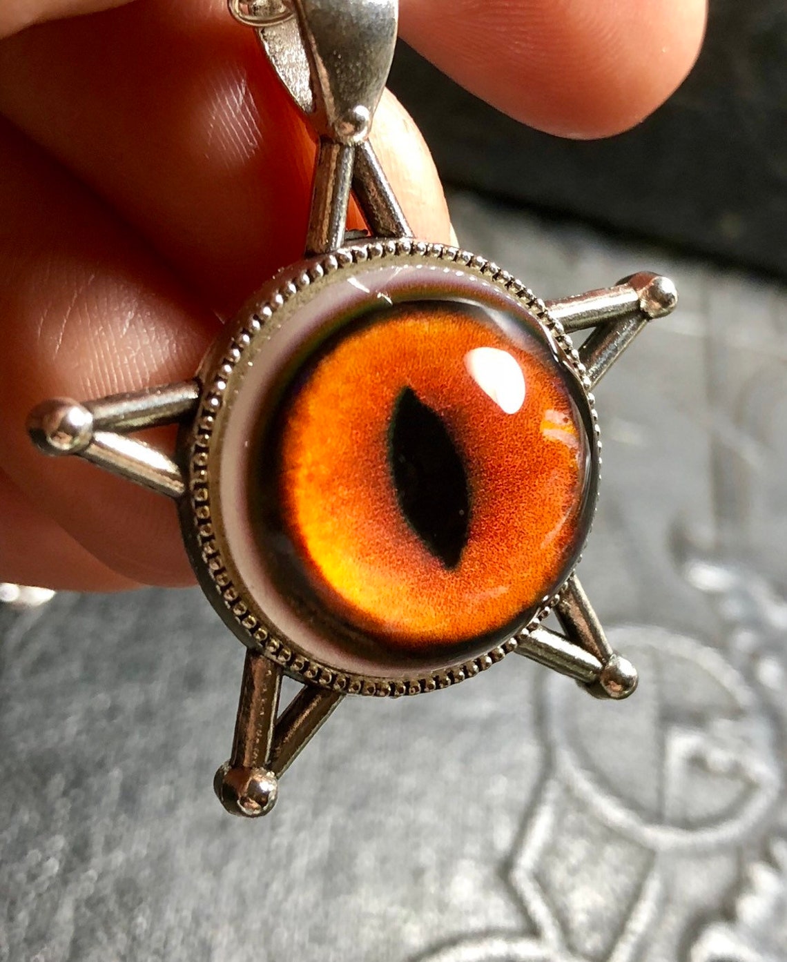 Red Fox Eye Taxidermy Acrylic Slit Eye Necklace Taxidermist | Etsy