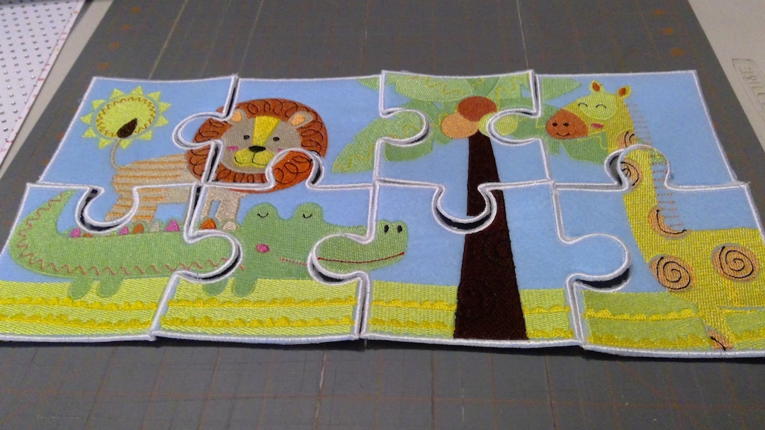Zoo Animal Embroidered Puzzle - Etsy