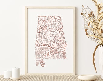 Alabama State Print - Etsy