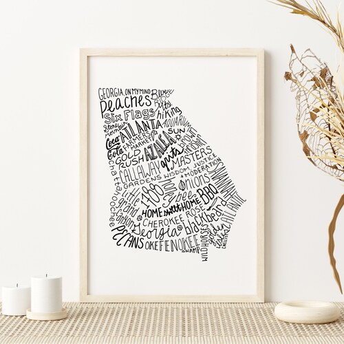 Alabama Home State Map Poster Illustrated AL Bama Gift Idea | Etsy