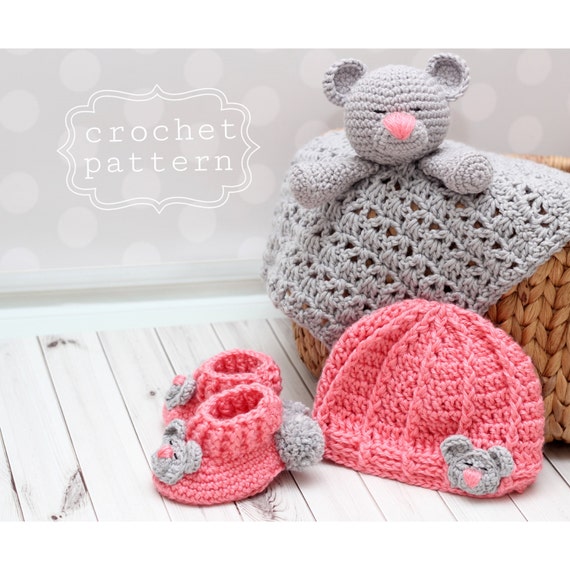 PDF Crochet Pattern Bear Newborn Gift Set Hat Booties and | Etsy