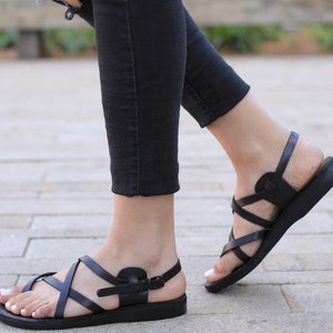 Orange Genuine Leather Strappy Sandals for Women, Ladies' Strappy ...