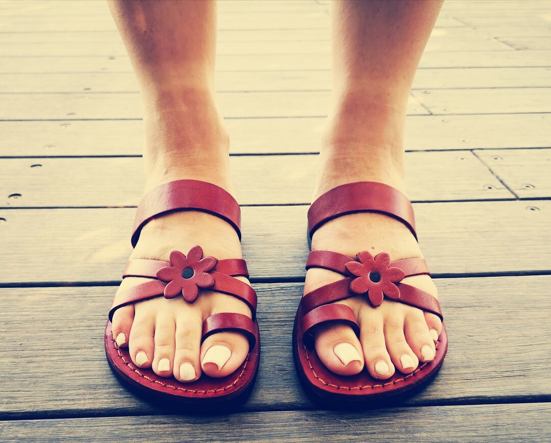 Genuine Leather Toe Ring Women Sandals, Greek Roman Ancient Summer ...