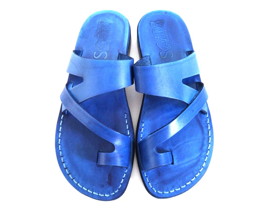 Blue Leather Jesus Sandals for Men and Women, JERICHO - Etsy