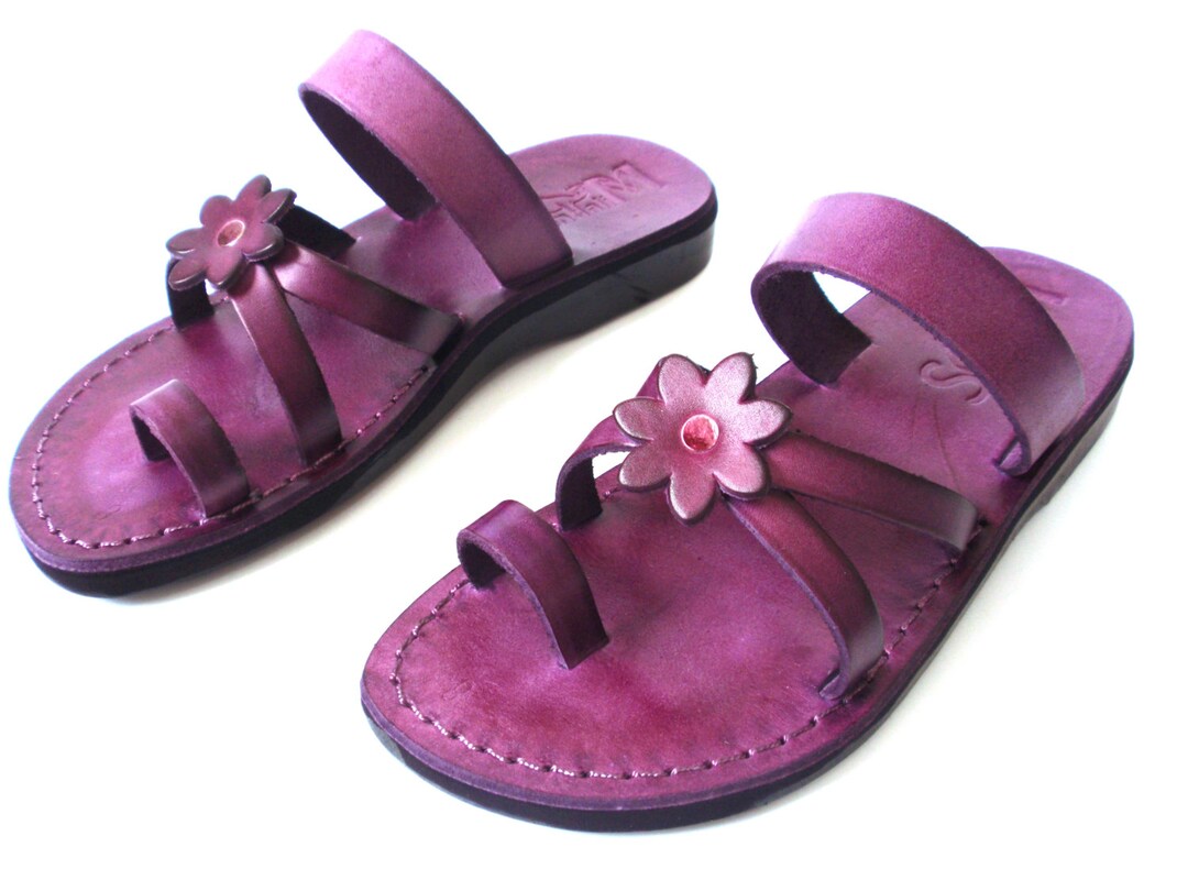 Violet Leather Sandals for Women, Women's Cute Biblical Jesus Sandals ...