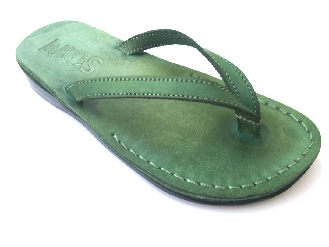 Green Genuine Leather Sandals for Women, Ladies' Everyday Classic Shoes ...