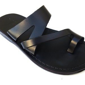 Black Leather Summer Sandals for Men and Women, JERICHO - Etsy
