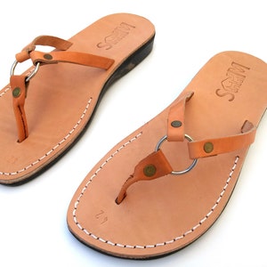 Orange Leather Sandals for Women, Ladies' Summer Flip Flops, SATURN - Etsy