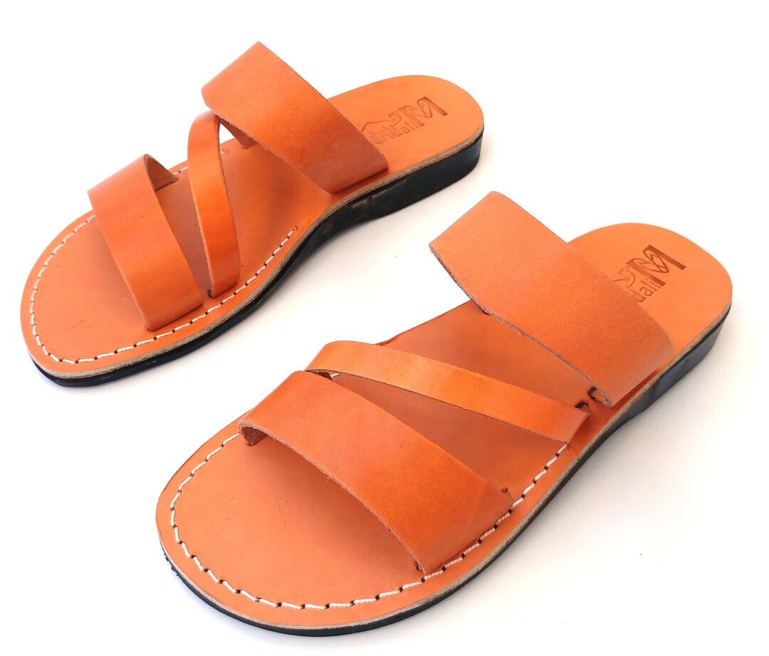 Natural Leather Sandals for Men and Women, Classic Summer Beach Slides ...