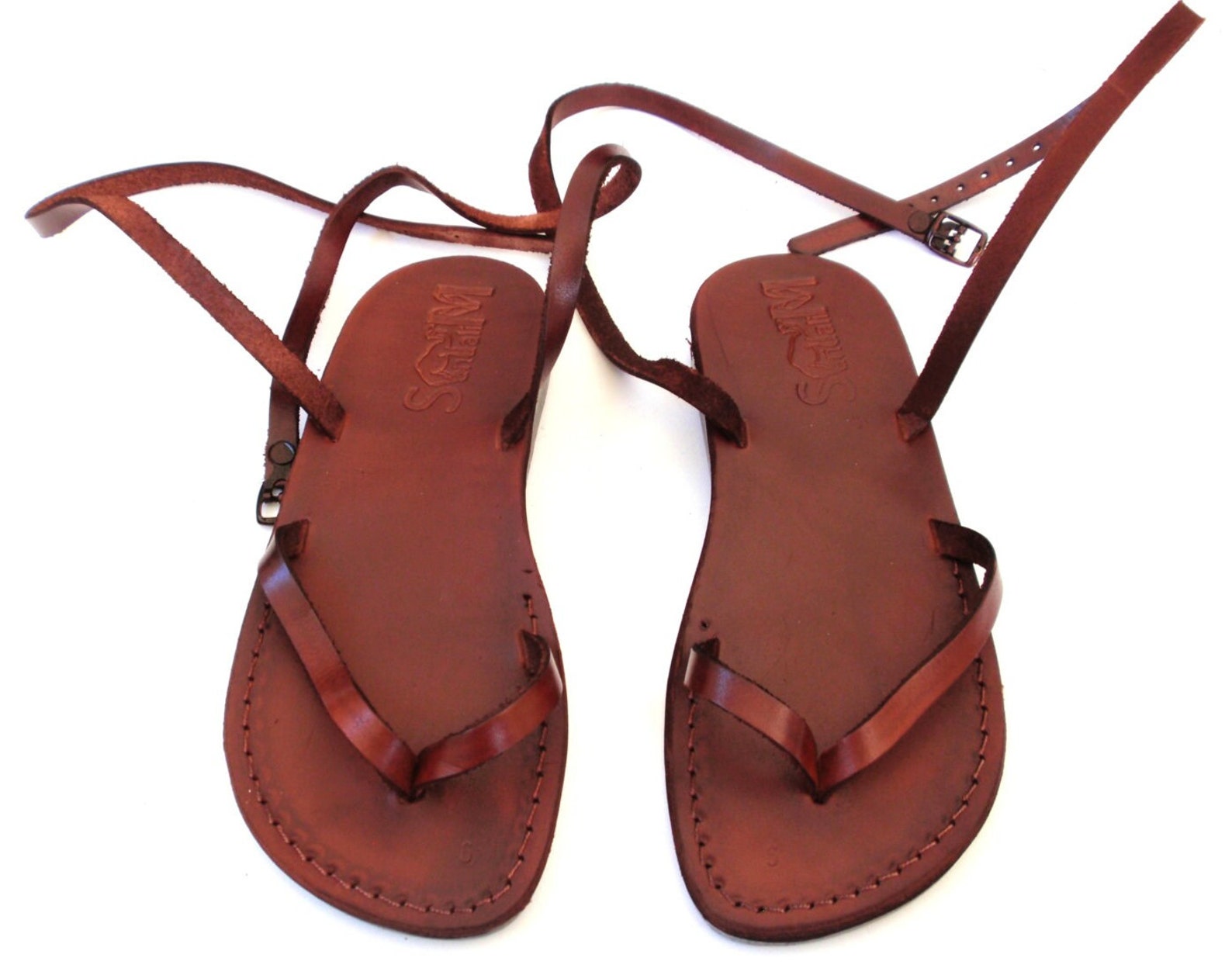 Brown Leather Lace up Sandals for Women, Summer Beach Wedding Sandals ...