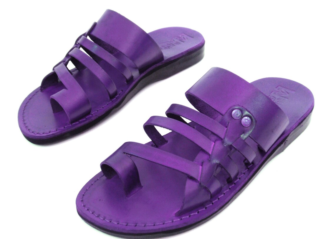 Violet Greek Style Toe Ring Leather Sandals for Men or Women, YAHEL - Etsy