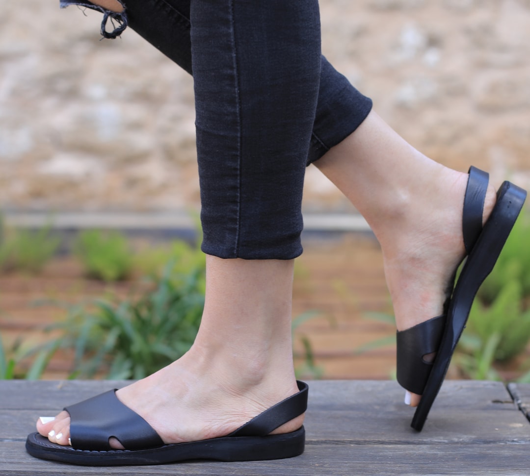 Black Elegant Leather Sandals for Women, Ladies Comfortable Everyday ...