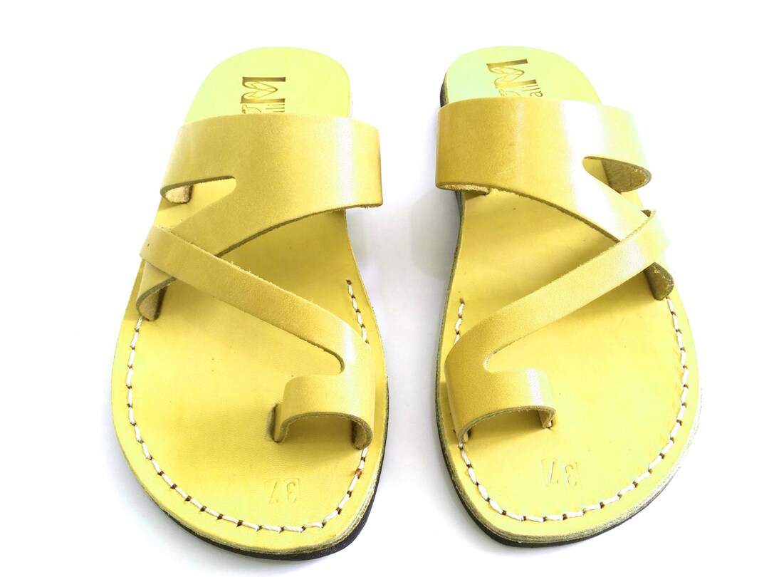 Yellow Greek Leather Sandals for Women and Men, JERICHO - Etsy