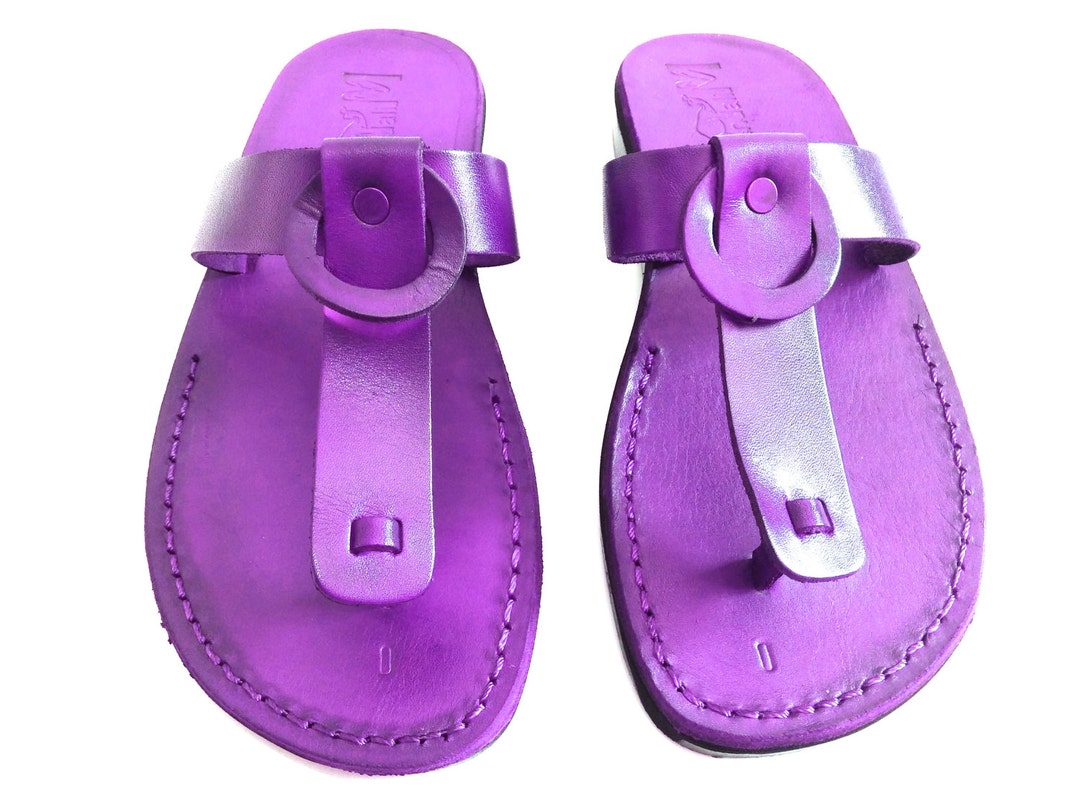 Violet Leather Women's Sandals, Flip Flops, NATALY - Etsy