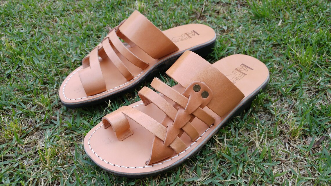 Tan Leather Jesus Sandals for Women and Men, YAHEL - Etsy