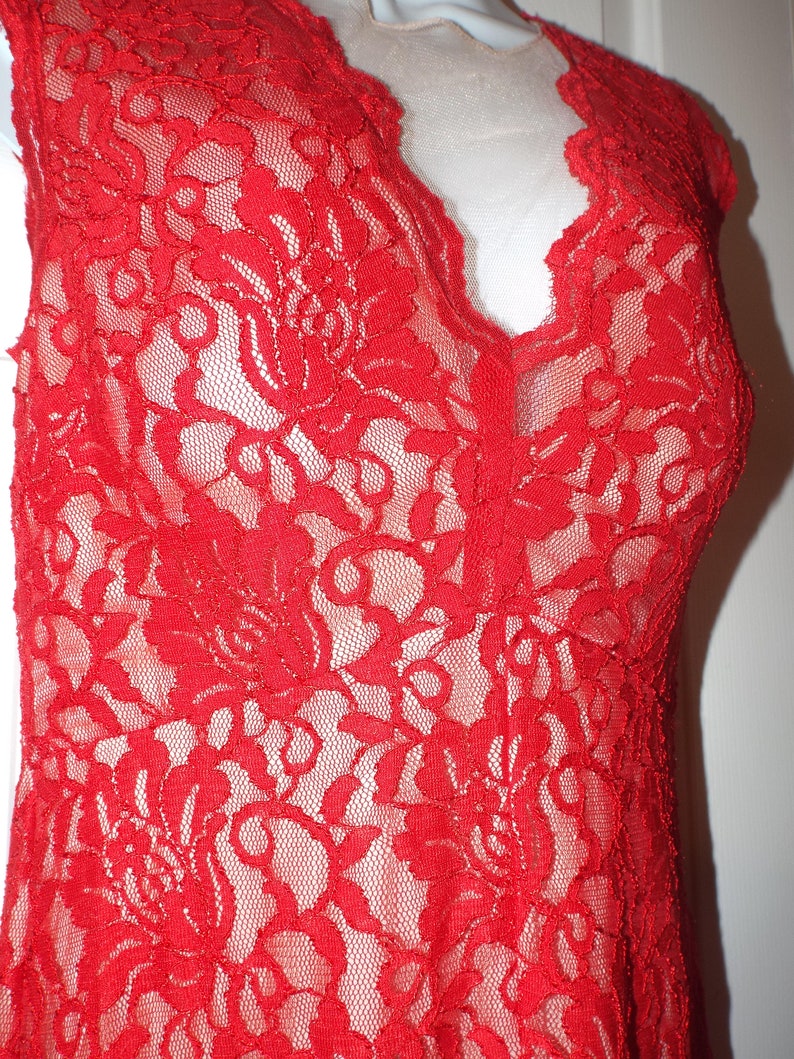 Vintage Red Lace Gown Women's Vintage Red Lace Dress - Etsy
