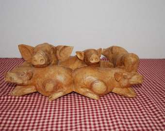 Carved Wood Pig | Etsy