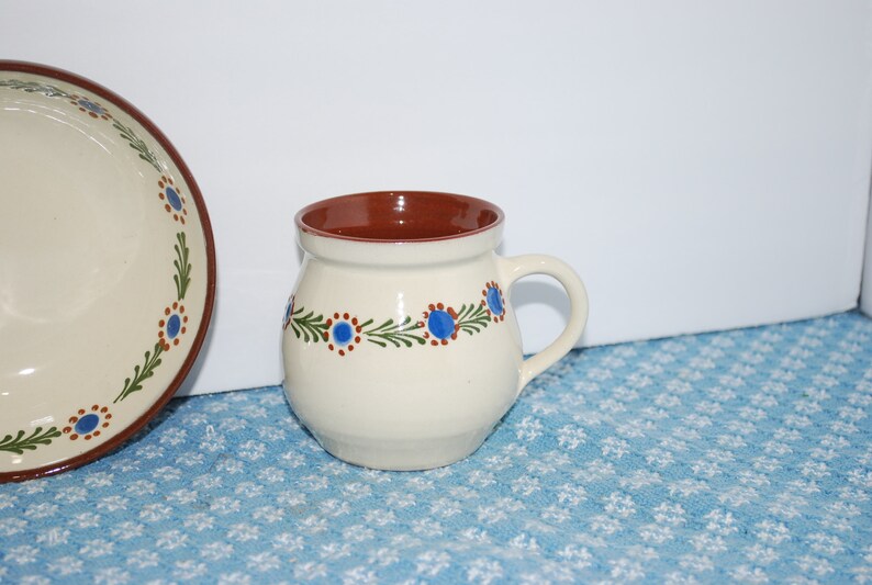 German Folk Art Pitcher and Bowl Small Redware Pitcher and | Etsy